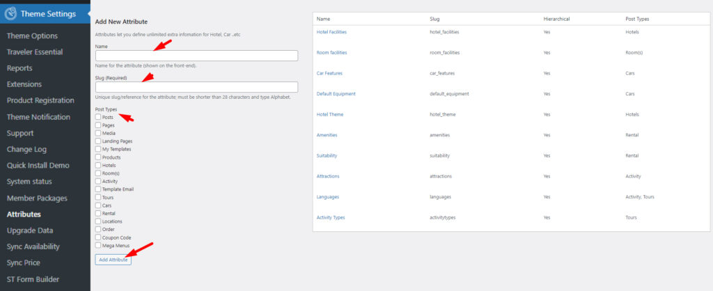 How To Create New Attributes Traveler Theme