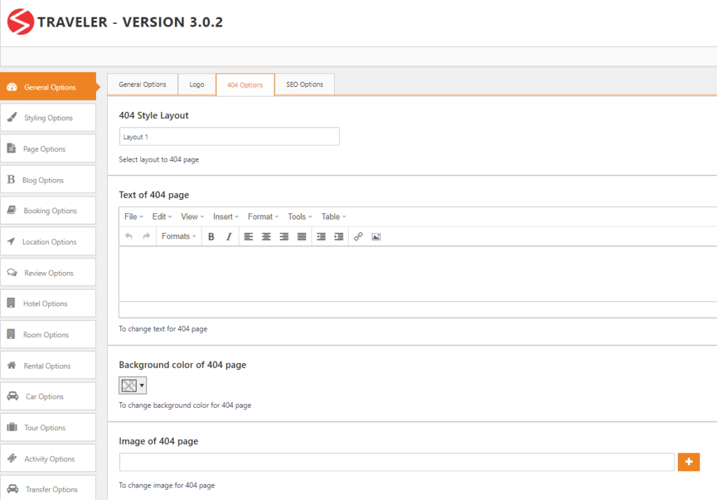 General Options | TRAVELER THEME